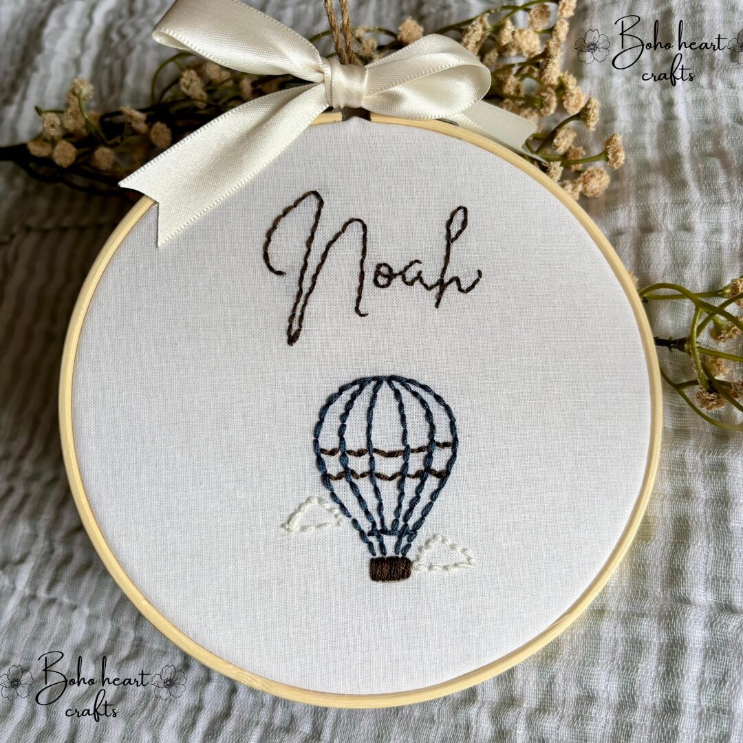 Custom Baby Name Gift Hand Embroidery Hoop Baby Boy Name Announcement ...