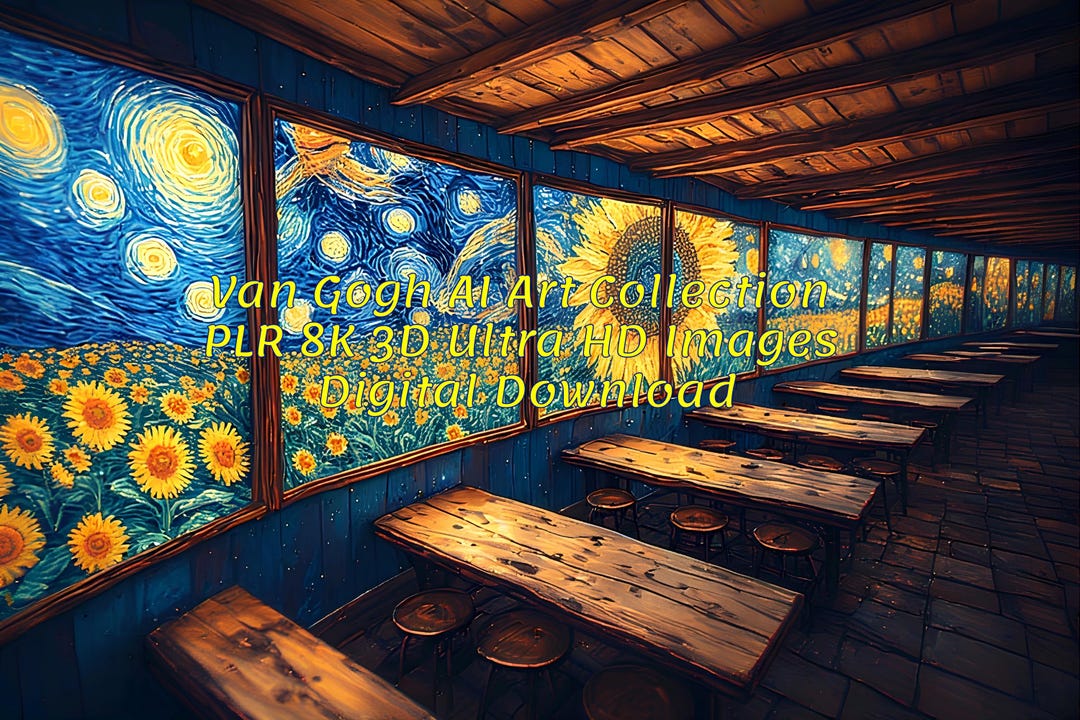 Van Gogh AI Art Collection PLR 8K 3D Ultra HD Images Digital Download ...