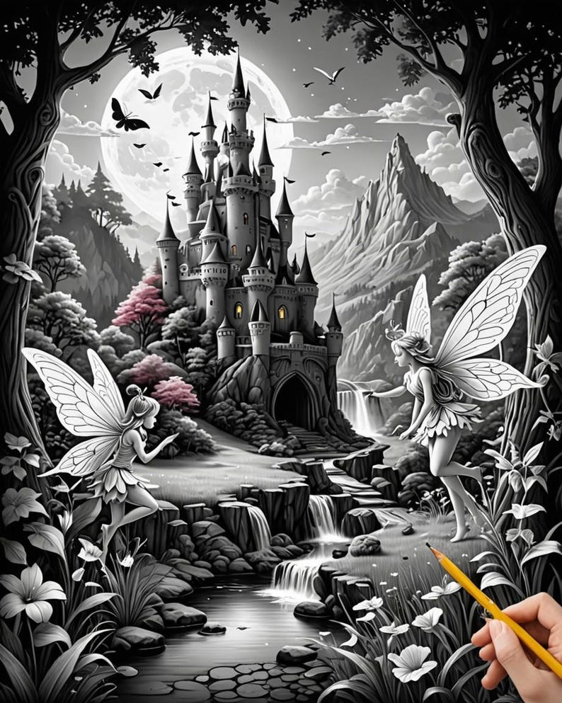 Enchanted 3D Fantasy: 163 Magical Painting and Coloring Pages With PLR ...