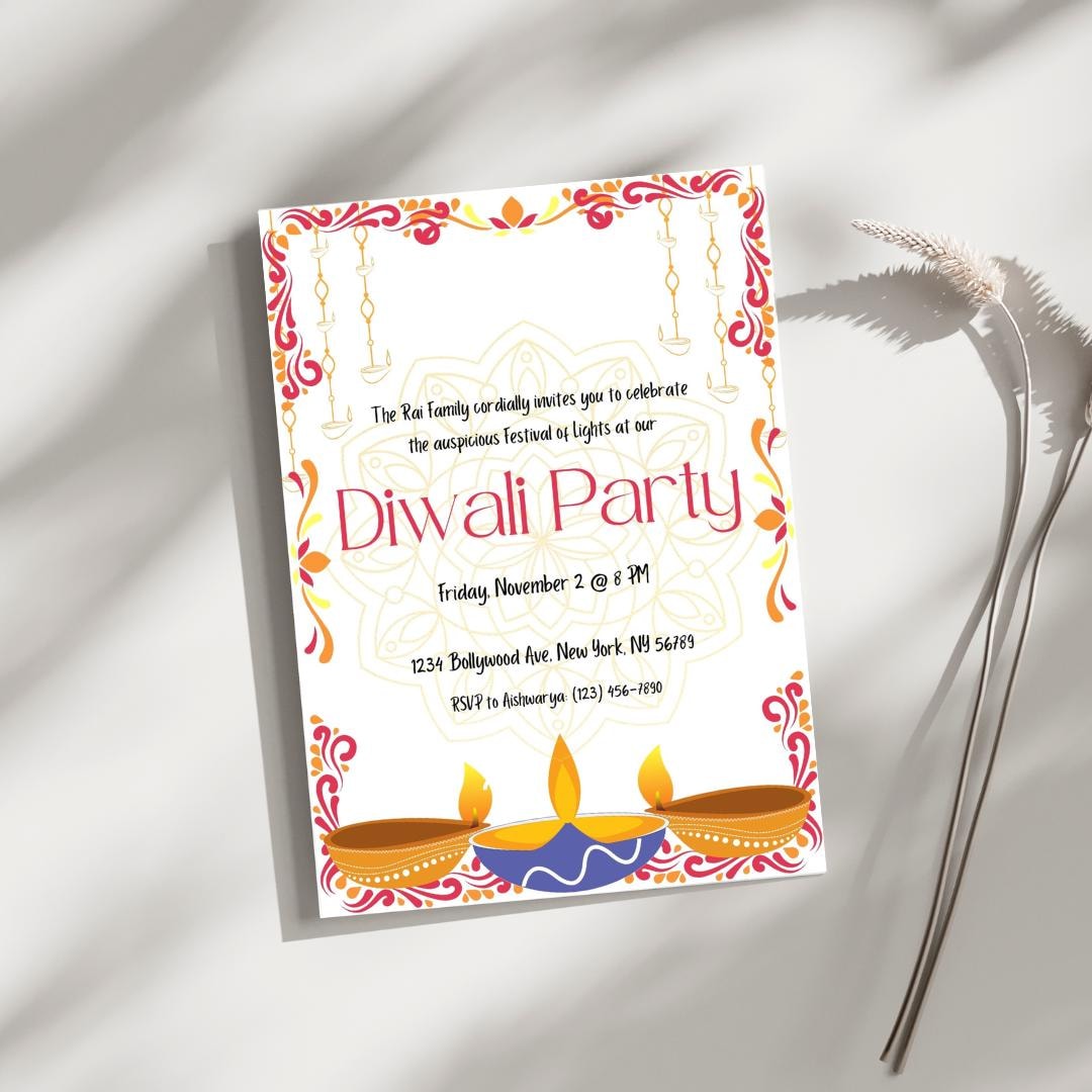 Editable Diwali Party Invitation, Fancy Diwali Invite, Festival of ...