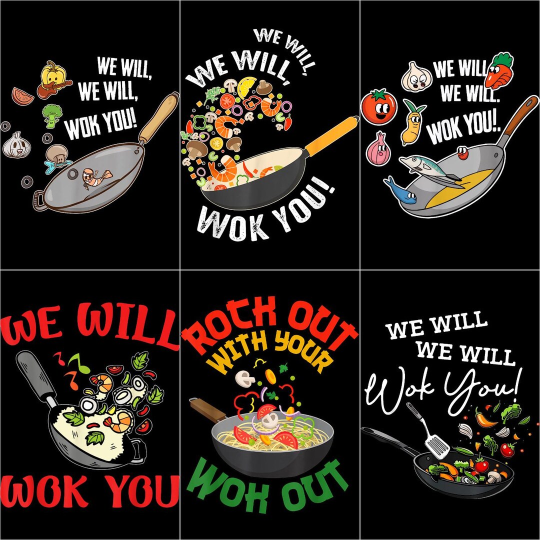 We Will Wok You PNG Bundle – Playful and Vibrant Designs for Chefs and ...