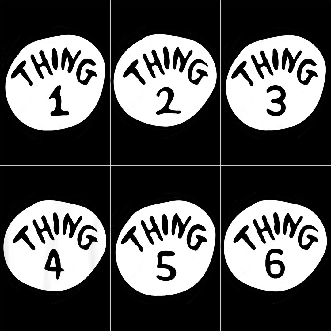 Dr. Seuss Thing 1-6 PNG Bundle – Dr. Seuss Inspired Digital Download ...