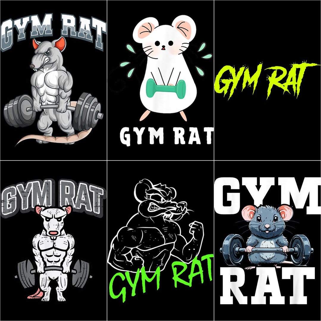 Funny Gym Rat PNG Bundle – Strong & Cute Gym Rat Designs for Fitness ...