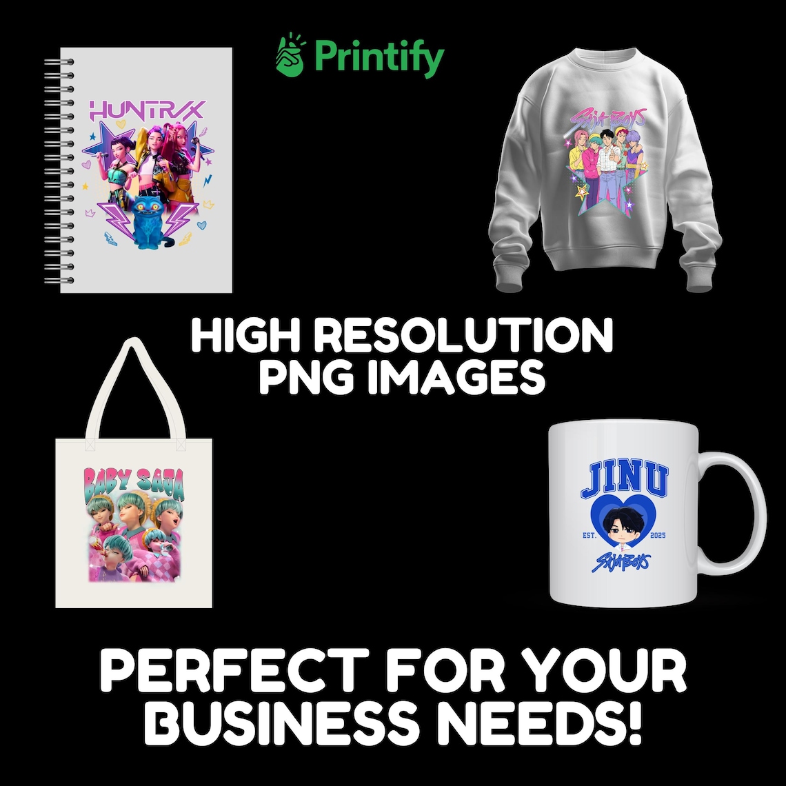 Huntrix PNG Bundle: 30+ Transparent Images for Sublimation (digital ...