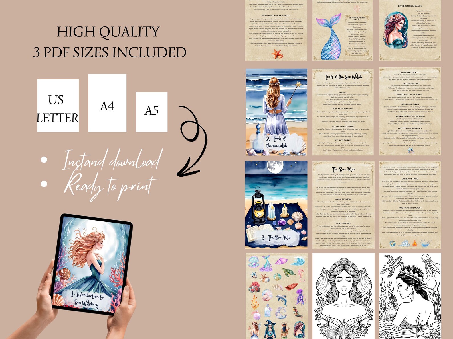 Printable Bos Water Witch Grimoire Pages Printable Siren Spell and ...