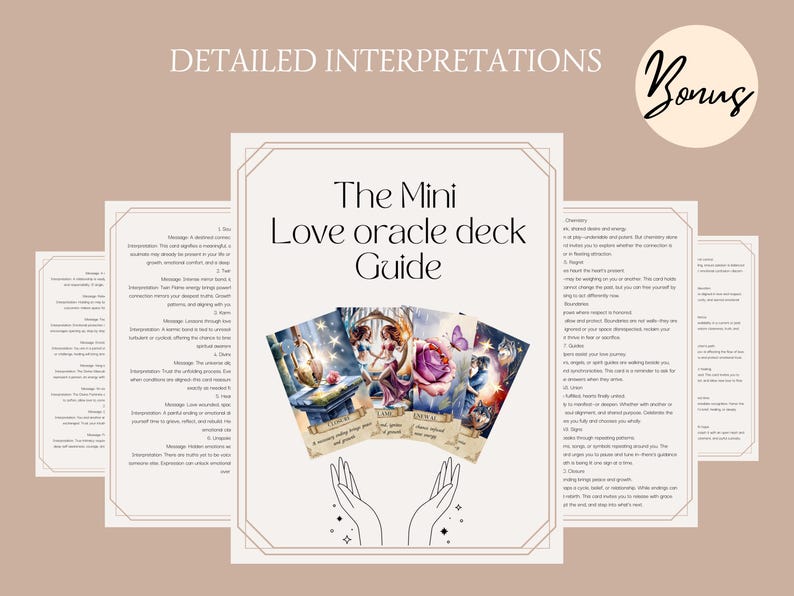 Printable Love Oracle Card Deck Digital With Oracle Guidebook Witch ...