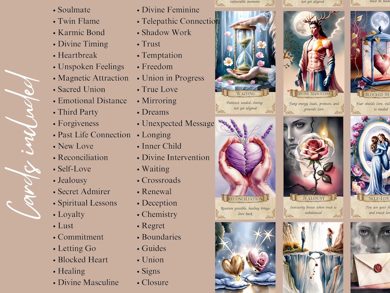 Printable Love Oracle Card Deck Digital With Oracle Guidebook Witch ...