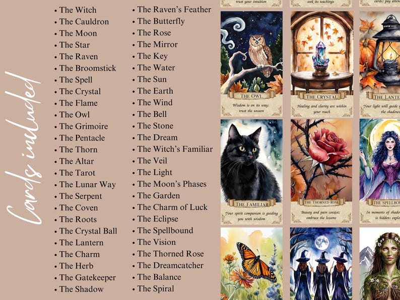 Printable Witch Oracle Card Deck Digital With Oracle Guidebook • Wiccan ...