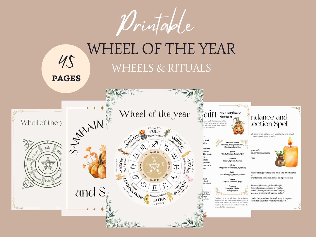 Wheel of the Year Grimoire Inserts Witchcraft Spellbook for Beginner ...