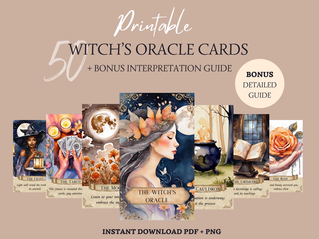 Printable Witch Oracle Card Deck Digital With Oracle Guidebook • Wiccan ...