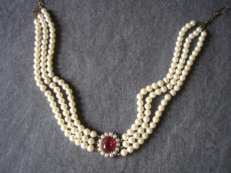 LOTUS Royale Pearls Vintage Pearl Choker Lotus Pearls Ruby | Etsy