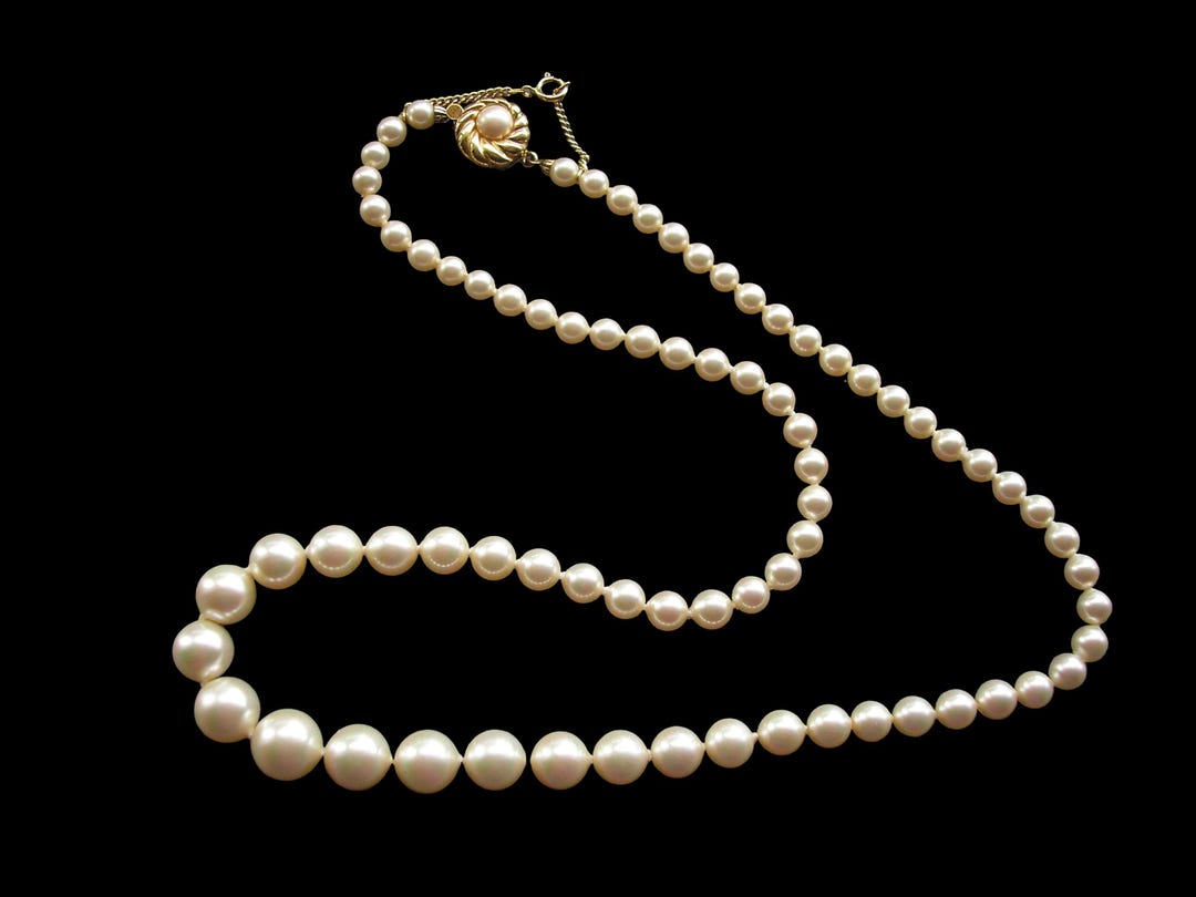 MAJORICA Pearls, Majorica Signed Pearl Necklace, Single Strand Cream ...