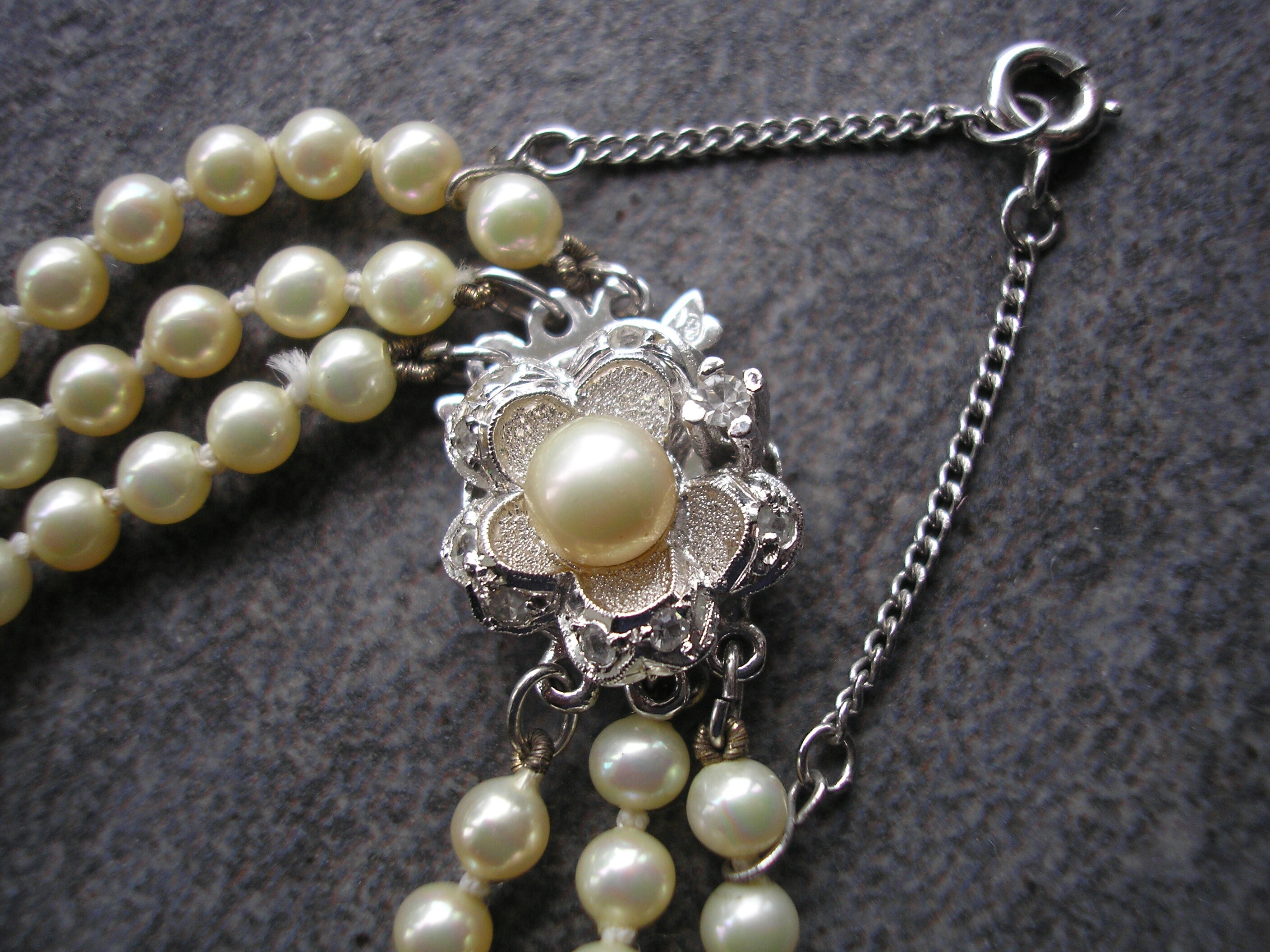 MAJORICA 3 Strand Pearl Necklace With Box, Triple Strand Pearls, Hand ...