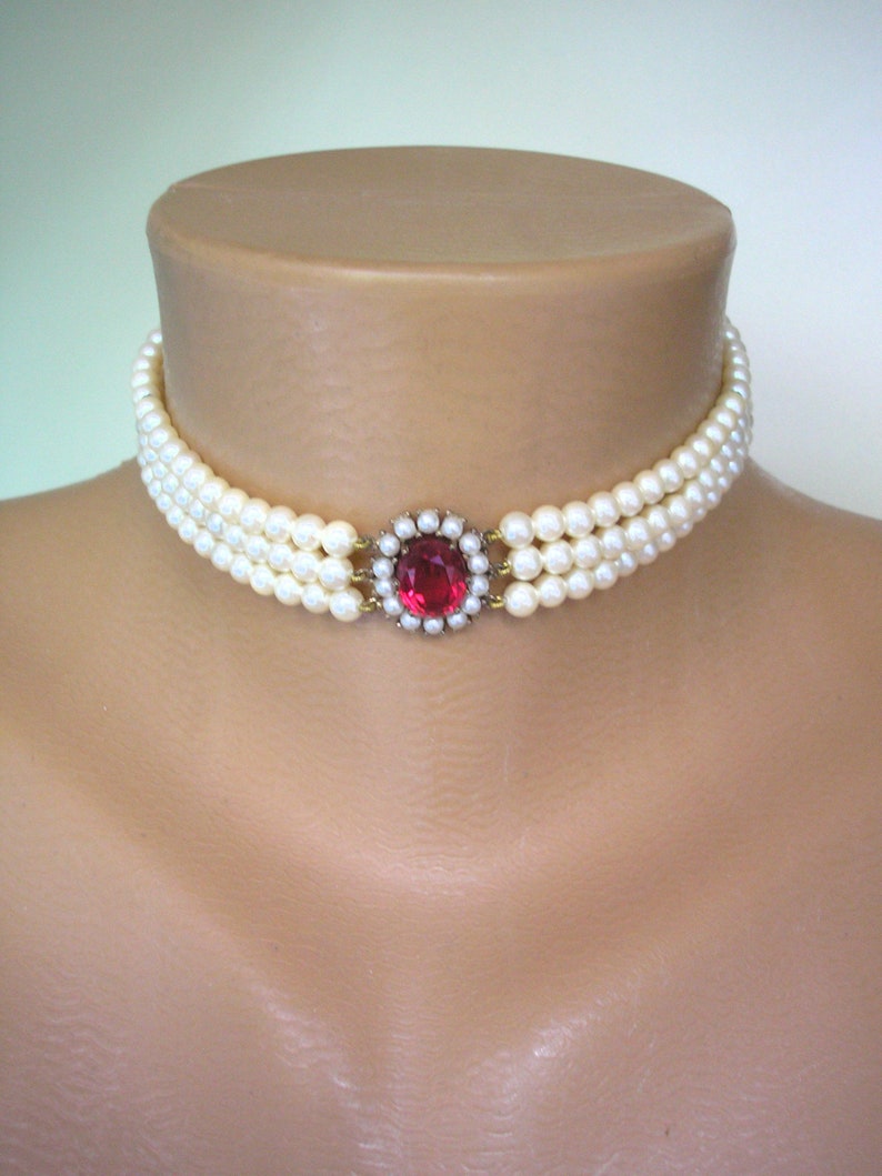 LOTUS Royale Pearls Vintage Pearl Choker Lotus Pearls Ruby | Etsy