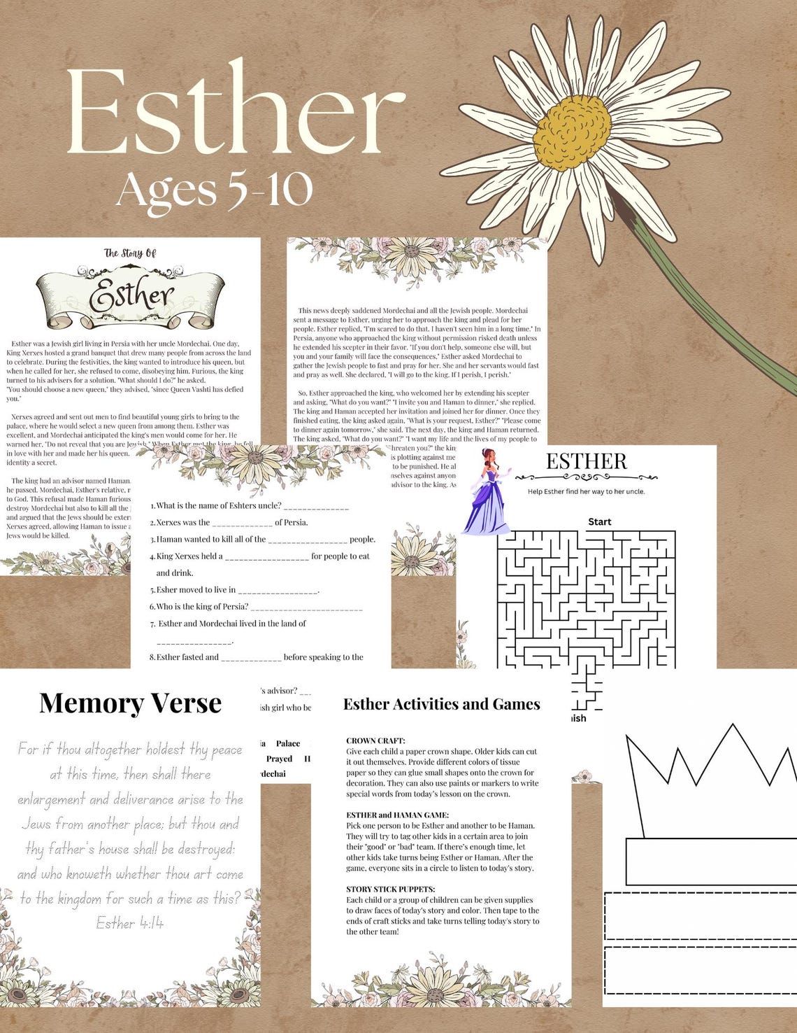 Esther Sunday School Lesson - Etsy