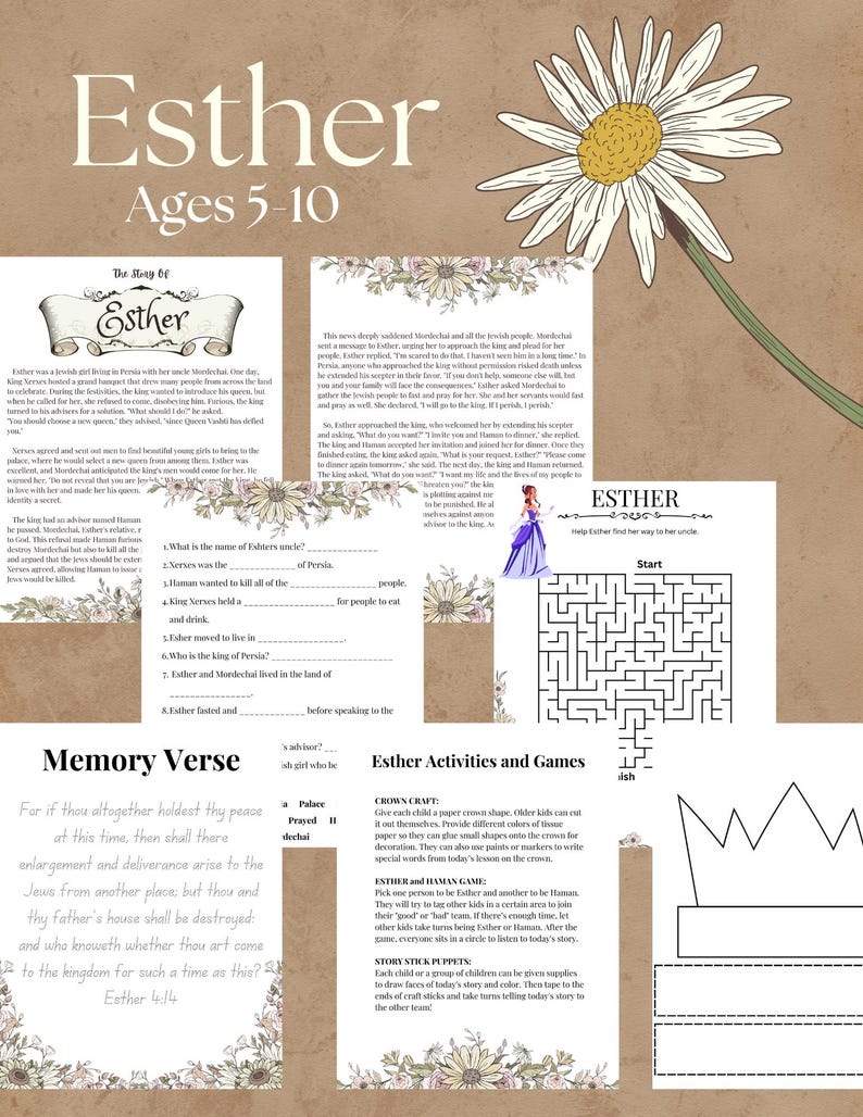 Esther Sunday School Lesson - Etsy