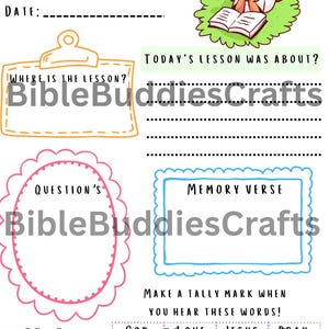 Sunday School Lesson Notes for Kids - Etsy