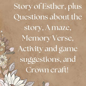 Esther Sunday School Lesson - Etsy