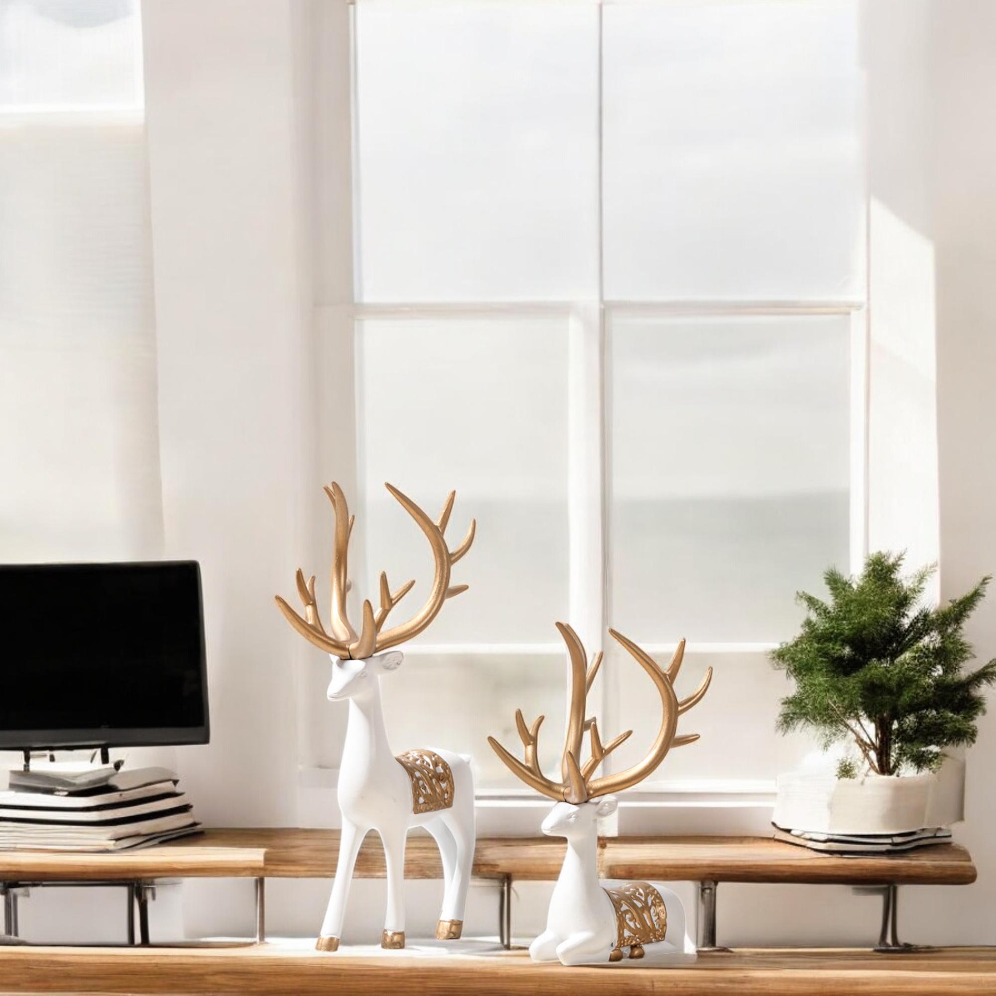Resin Reindeer Sculpture Set: Modern Holiday Home Decor - Etsy