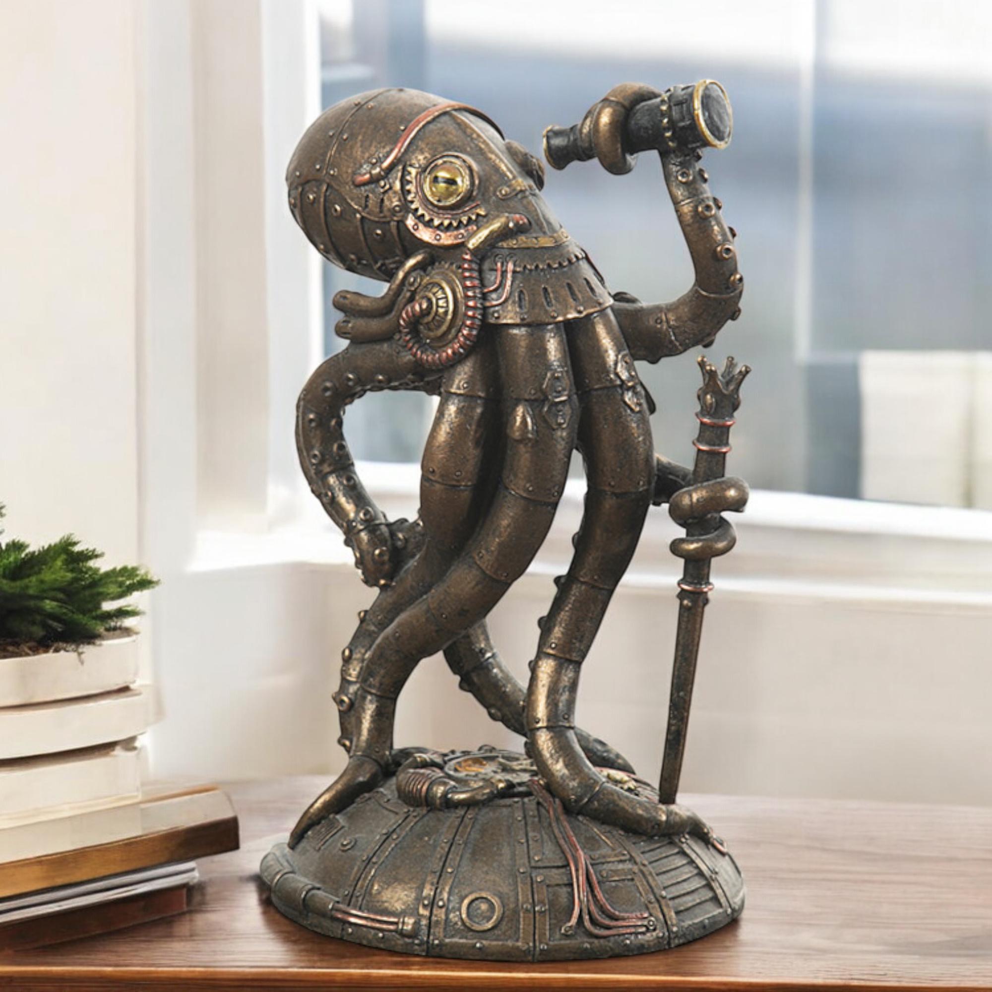 Mechanical Octopus Cthulhu Figurine | Steampunk Kraken Statue | Gothic ...