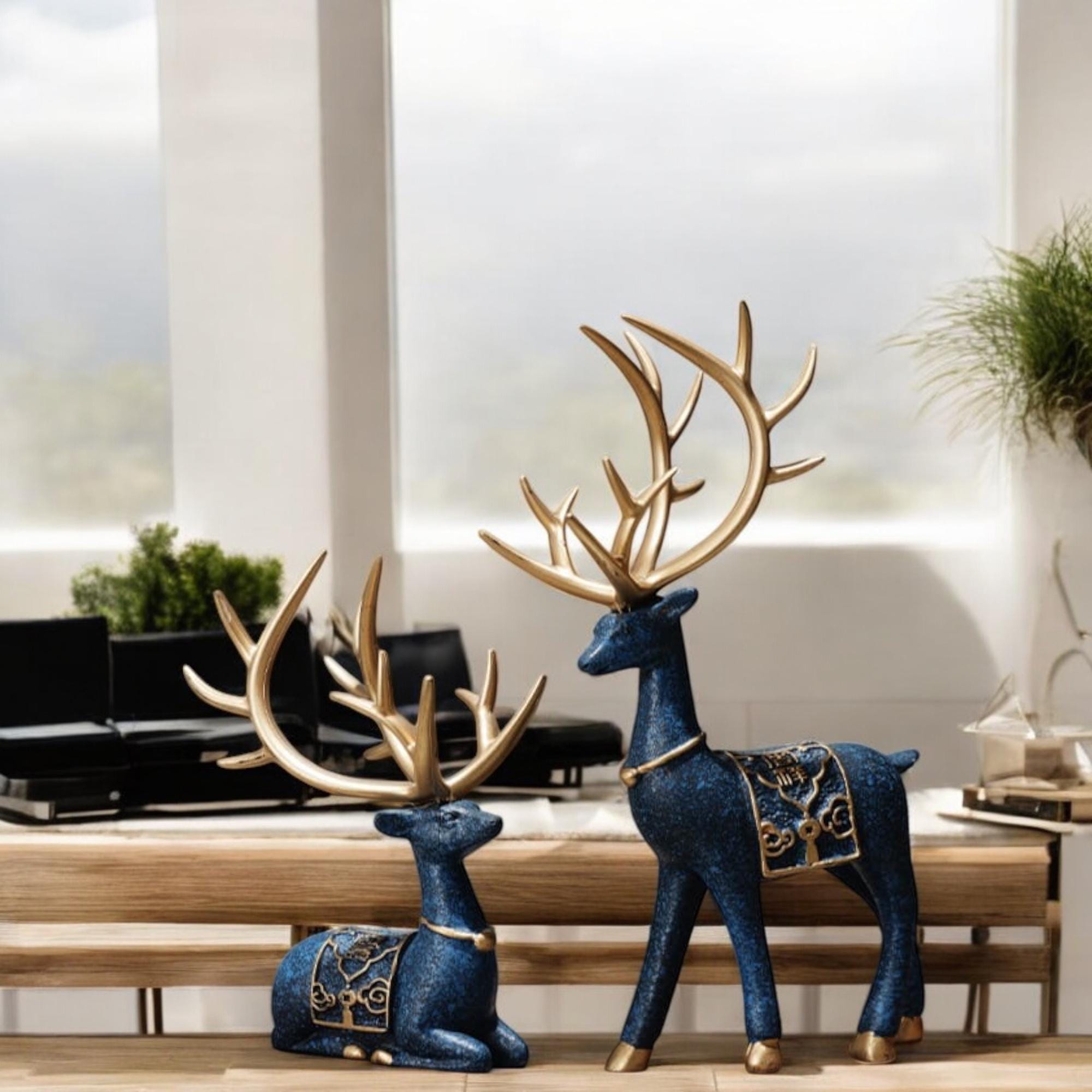 Resin Reindeer Sculpture Set: Modern Holiday Home Decor - Etsy