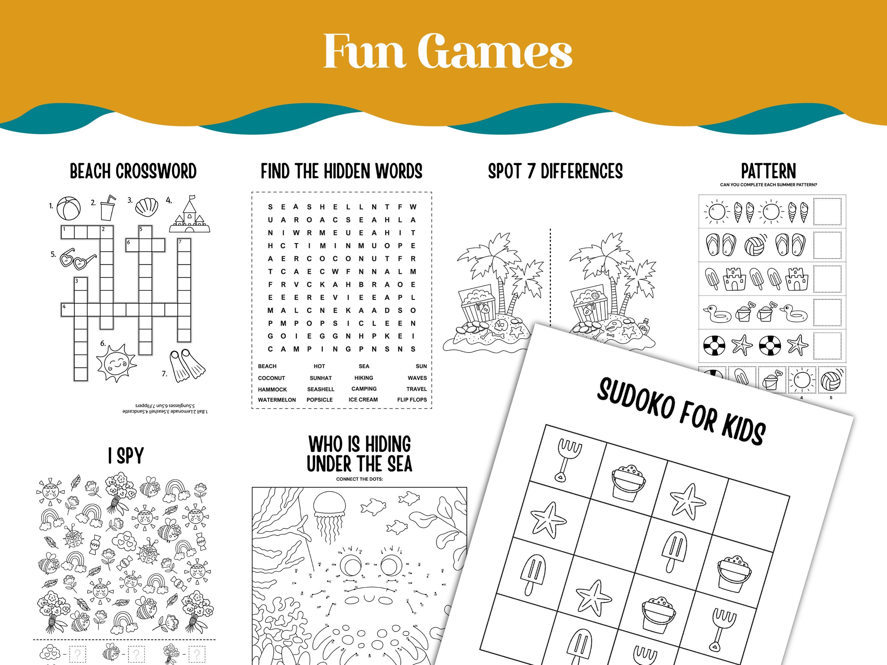 Summer Fun Pack: Printable Activities for Kids, Coloring, Word Search ...