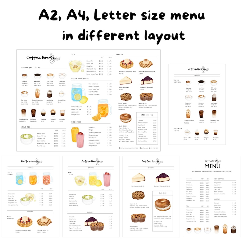 Printable Cafe Menu Templates: Hand-drawn Coffee & Drink Illustrations ...