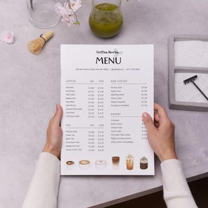 Printable Cafe Menu Template Bundle: Hand-drawn Coffee & Drink ...