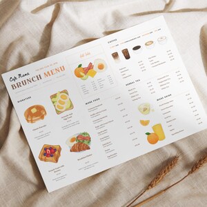 Printable Brunch Breakfast Menu Templates, Illustrated Cafe Menu ...