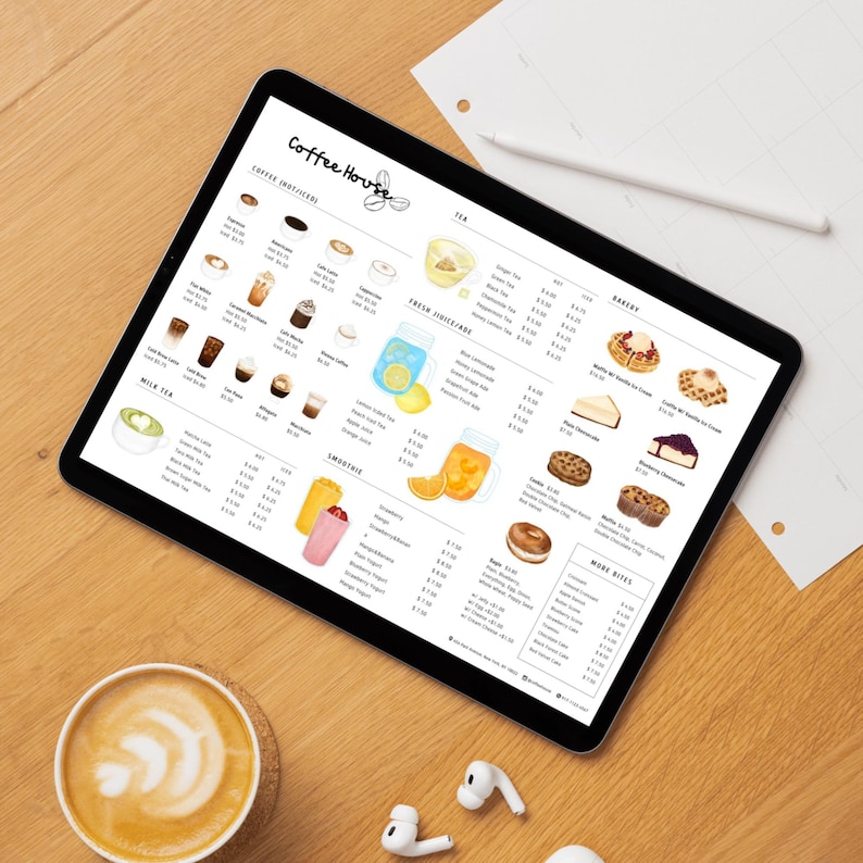 Printable Cafe Menu Templates: Hand-drawn Coffee & Drink Illustrations ...