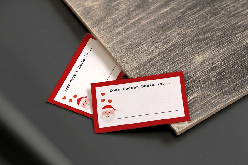 Secret Santa Name Card Template: Holiday Name Tag, Printable Gift ...