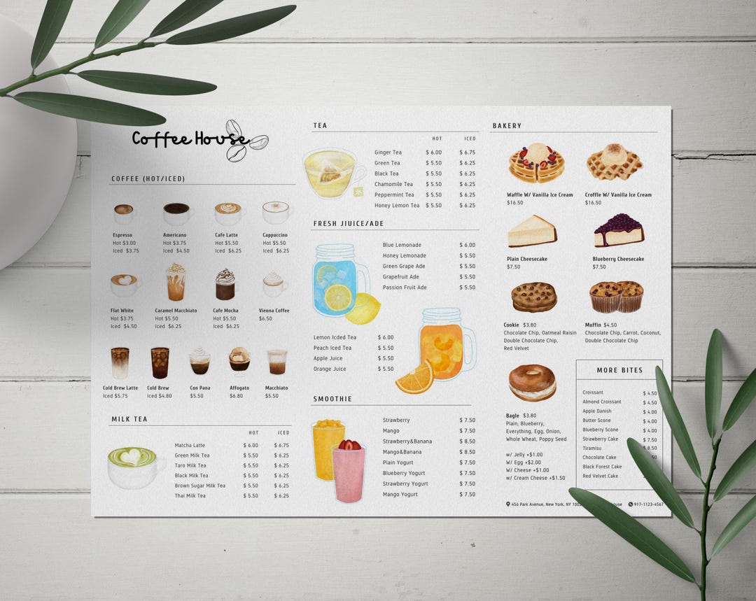 Printable Cafe Menu Template Bundle: Hand-drawn Coffee & Drink ...