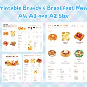 Printable Brunch Breakfast Menu Templates, Illustrated Cafe Menu ...