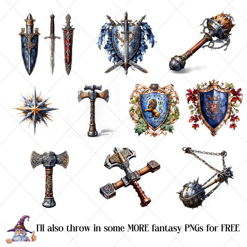 MEGA Medieval PNG Clipart Bundle • Castlecore Knights Fantasy Scrapbook ...