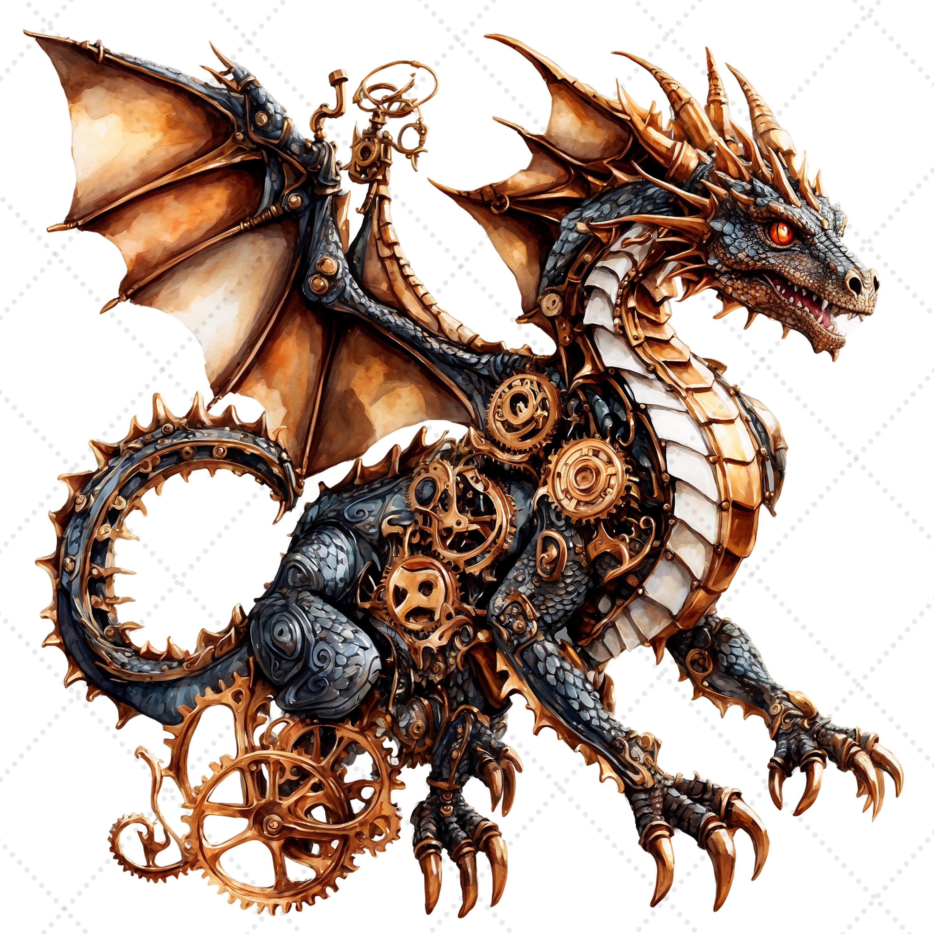 Steampunk Dragons PNG Clipart Bundle • Fantasy Dragon Age Scrapbook ...