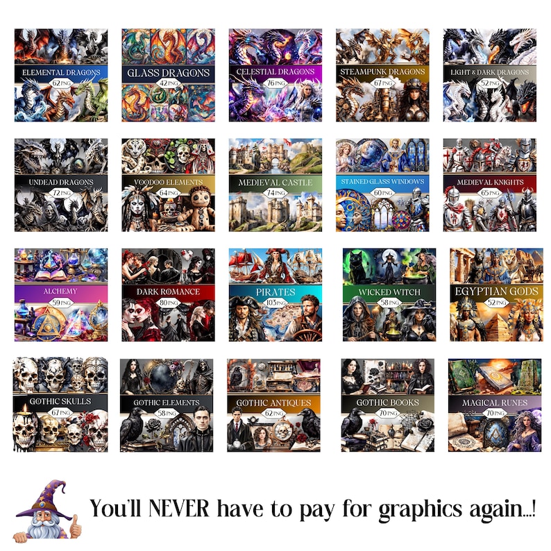 WHOLE SHOP BUNDLE • Png Svg Clipart Bundle • Fantasy Mystical Dragon ...