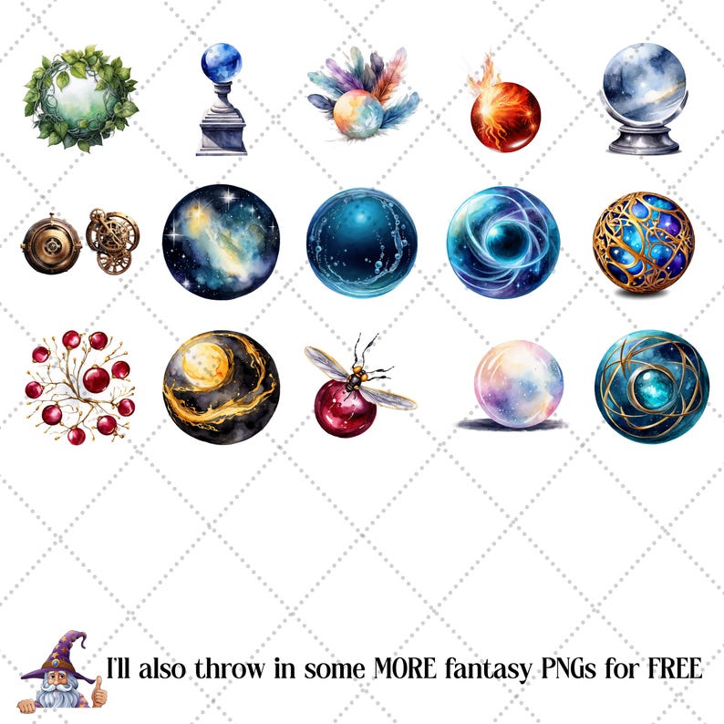 Magic Orbs PNG Clipart Bundle • Witch Spell Fantasy Scrapbook Graphics ...