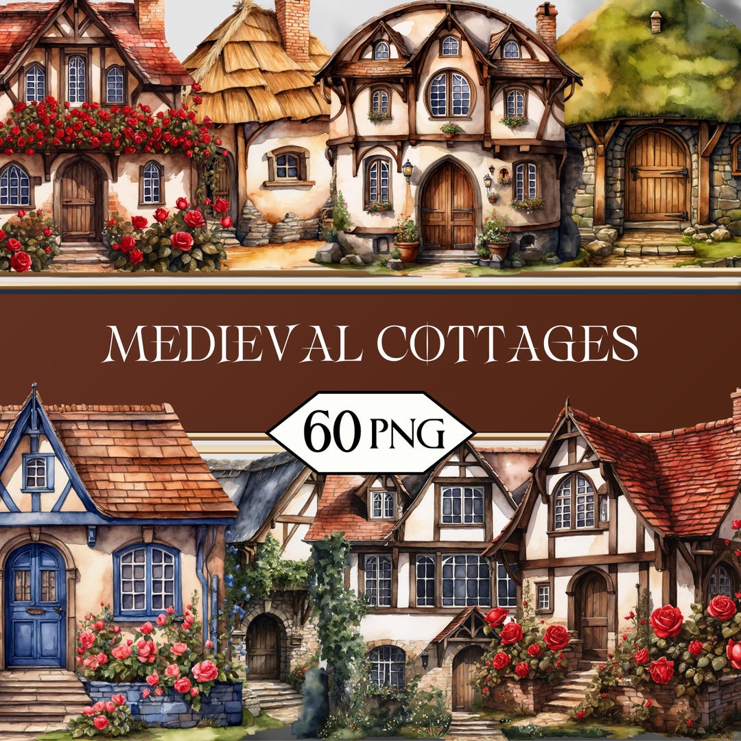 Medieval Cottages PNG Clipart Bundle • Castlecore Fantasy Scrapbook ...