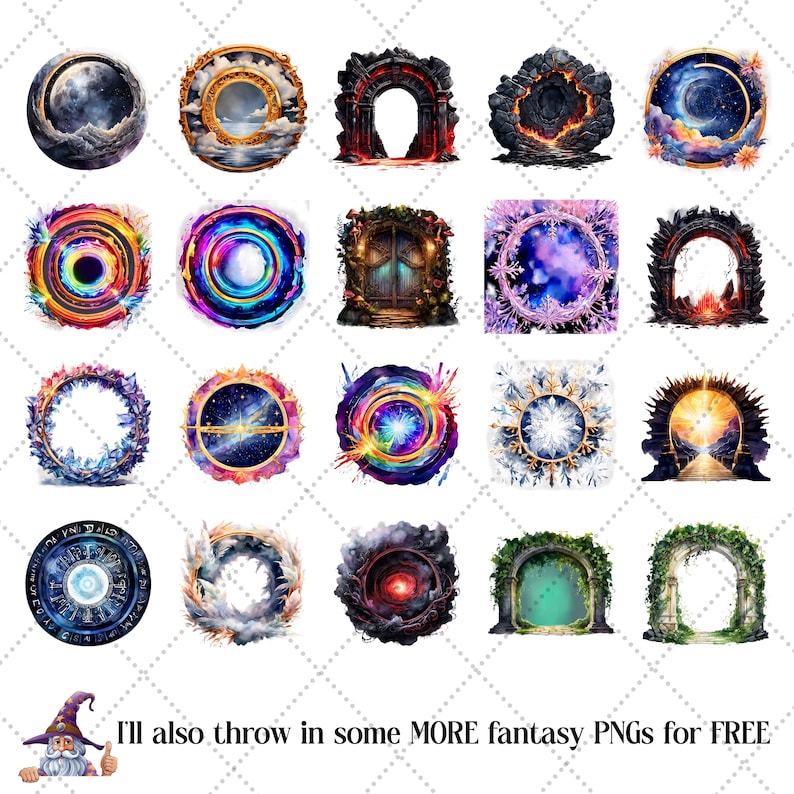 Magic Gateway PNG Clipart Bundle • Witch Spell Fantasy Scrapbook ...