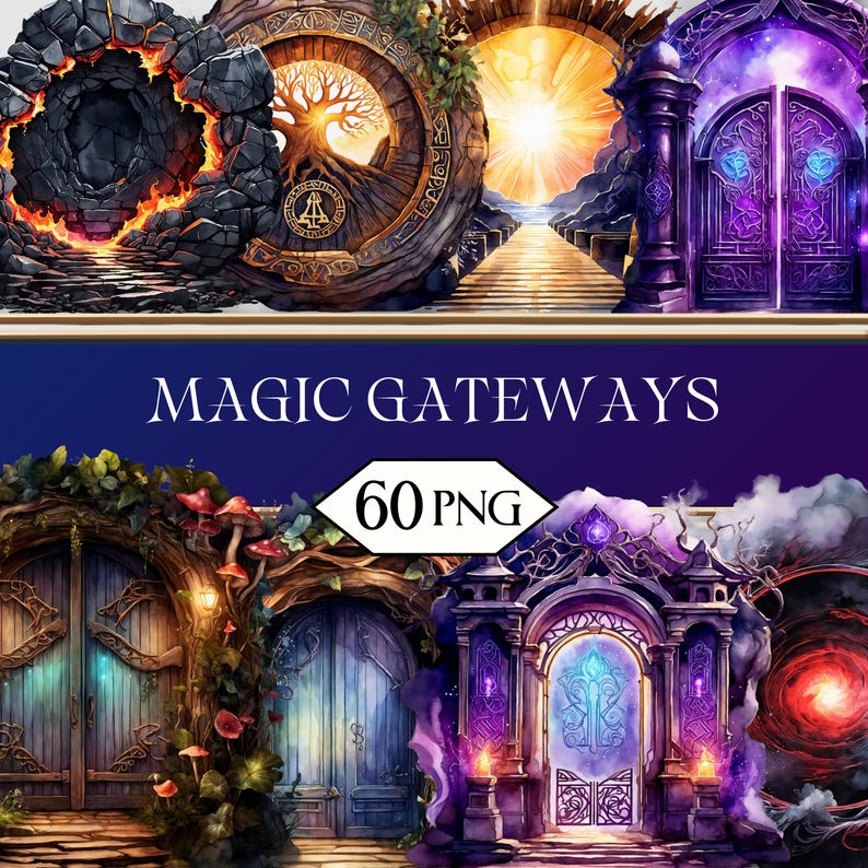 Magic Gateway PNG Clipart Bundle • Witch Spell Fantasy Scrapbook ...