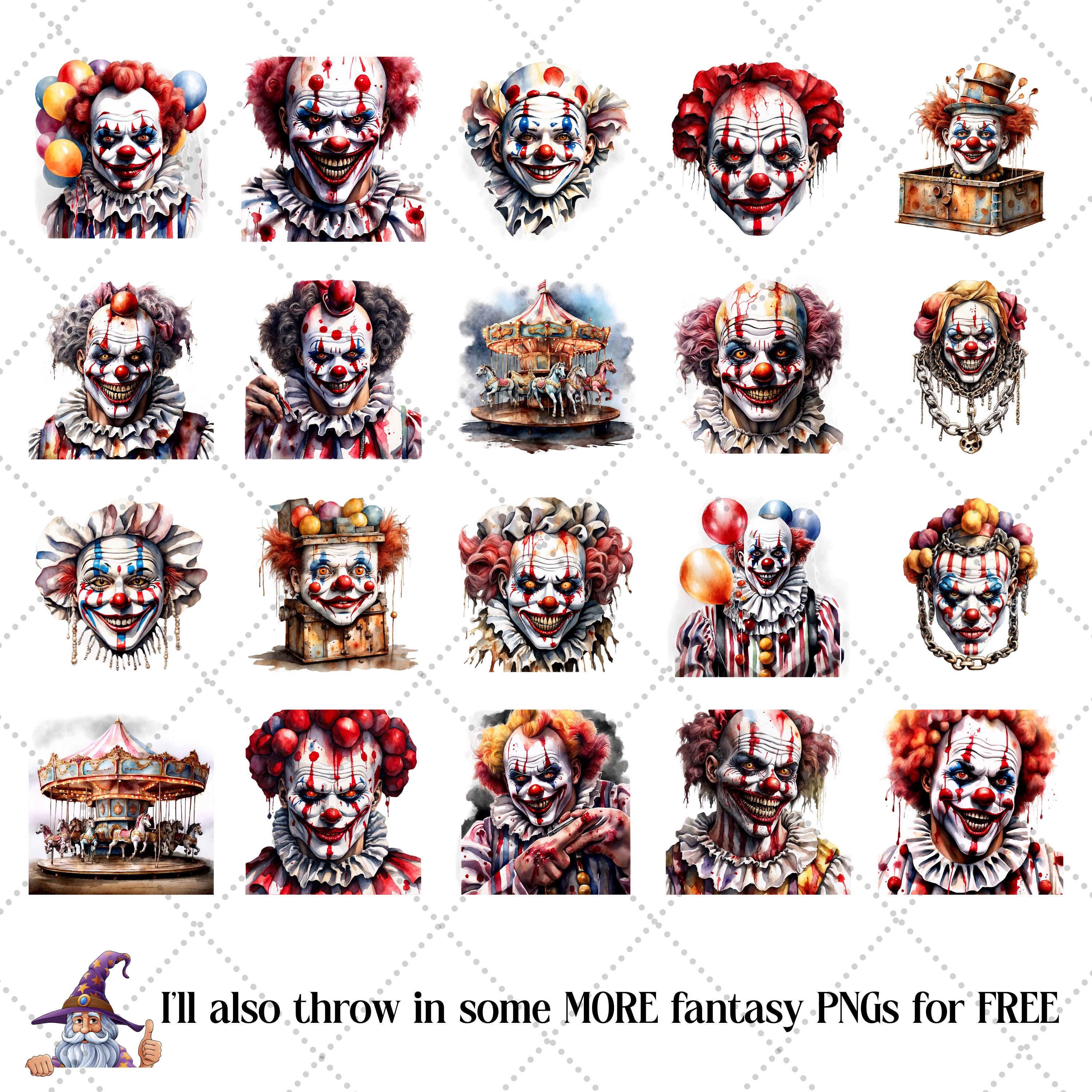 Scary Gothic Clowns PNG Clipart Bundle • Halloween Clown Doll Carnival ...