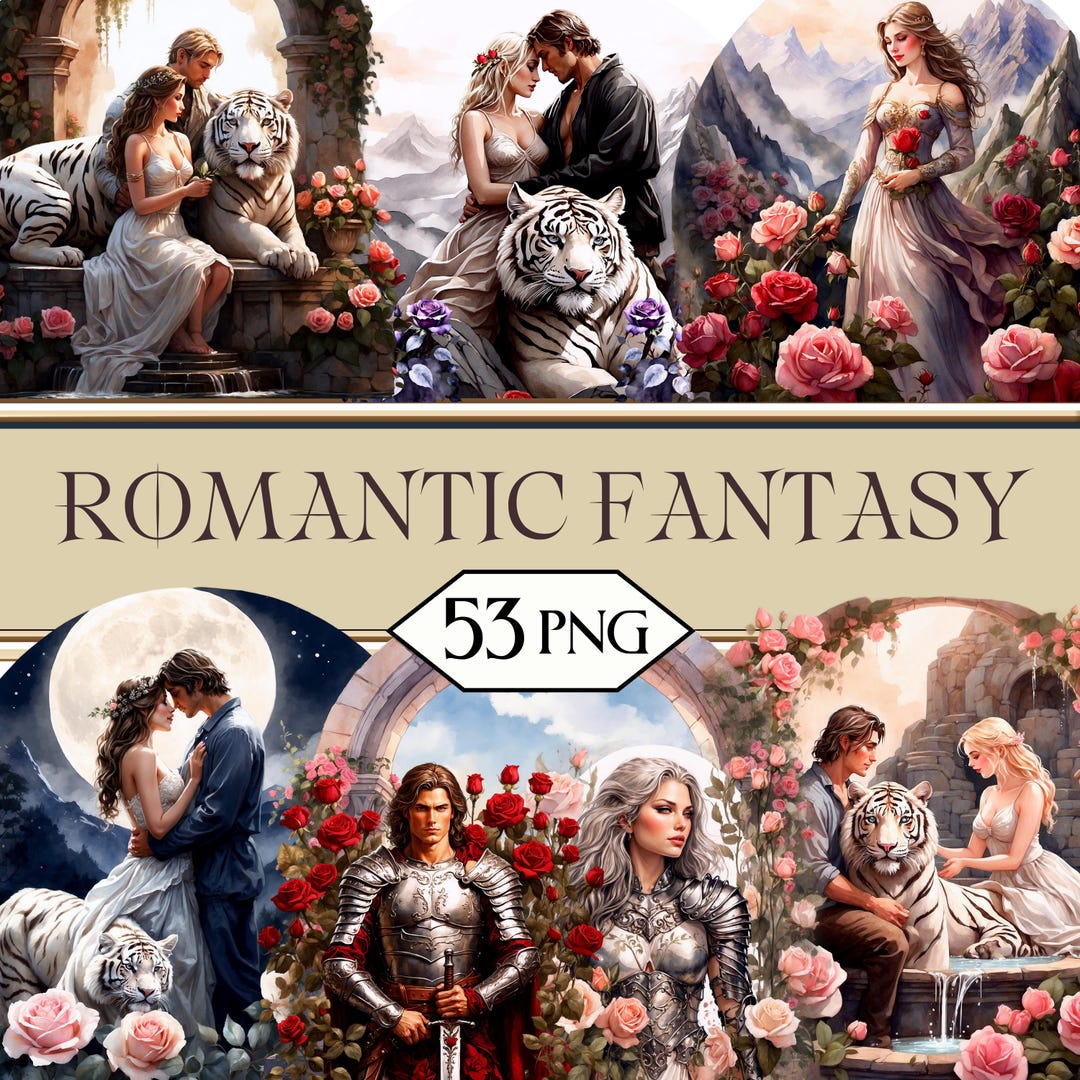 Romantic Fantasy PNG Clipart Bundle • Romantasy Book Lover Scrapbook ...