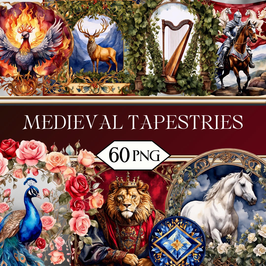 Medieval Tapestries PNG Clipart Bundle • Castlecore Fantasy Scrapbook ...
