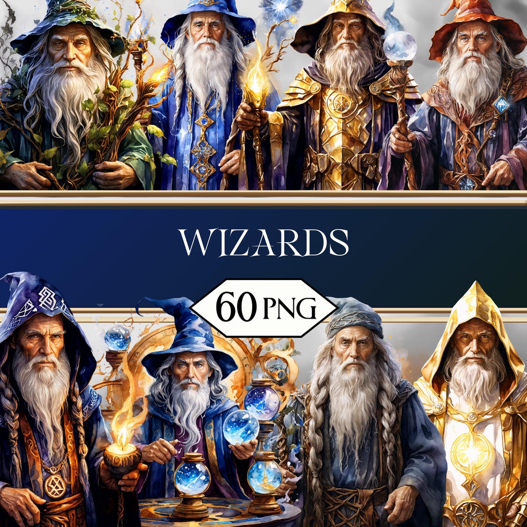 Wizards PNG Clipart Bundle • Magic Spell Fantasy Scrapbook Graphics for ...
