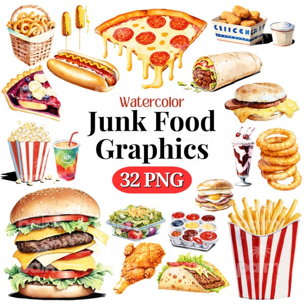 Collage de comida chatarra - Etsy México