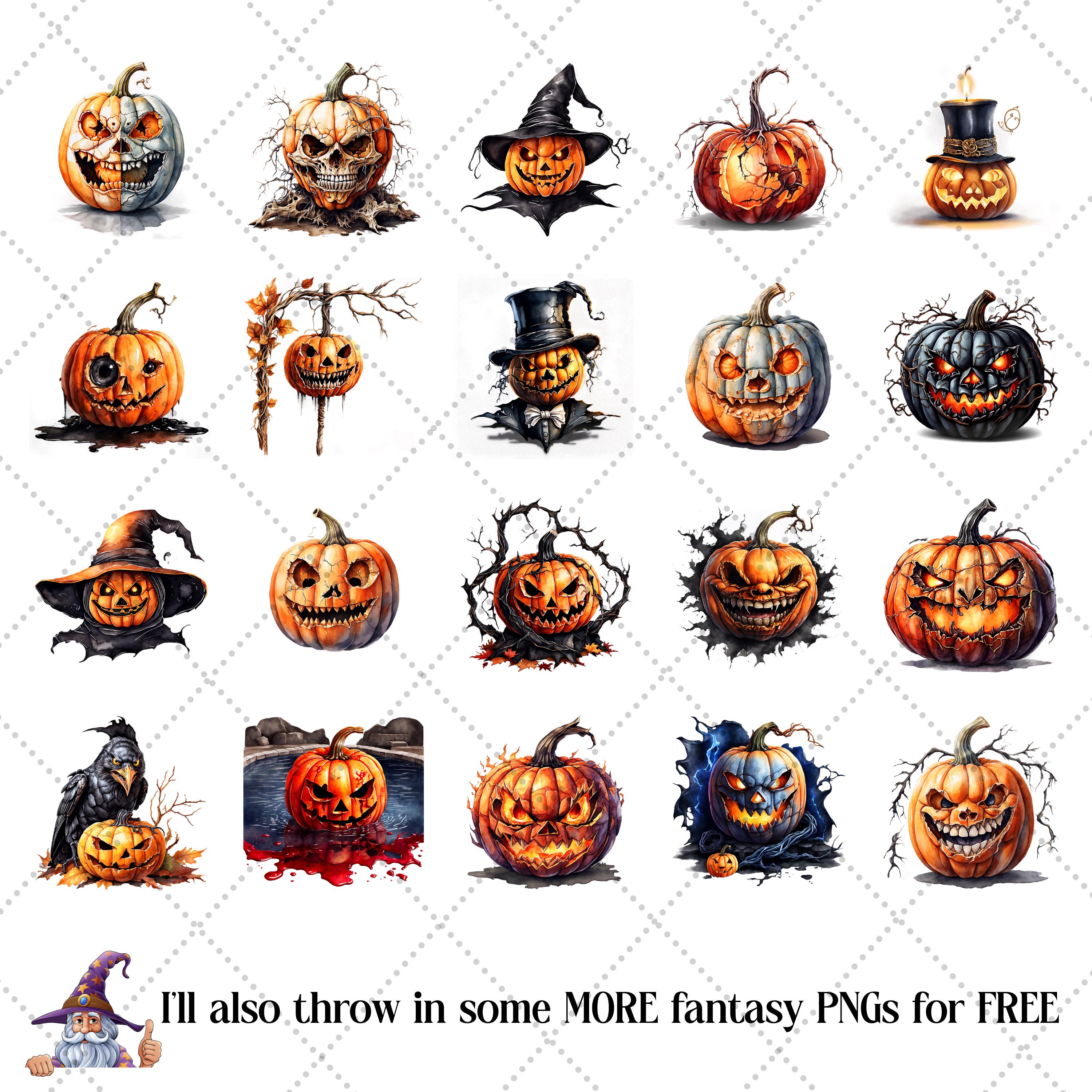 Halloween Pumpkins PNG Clipart Bundle • Gothic Halloween Scrapbook ...