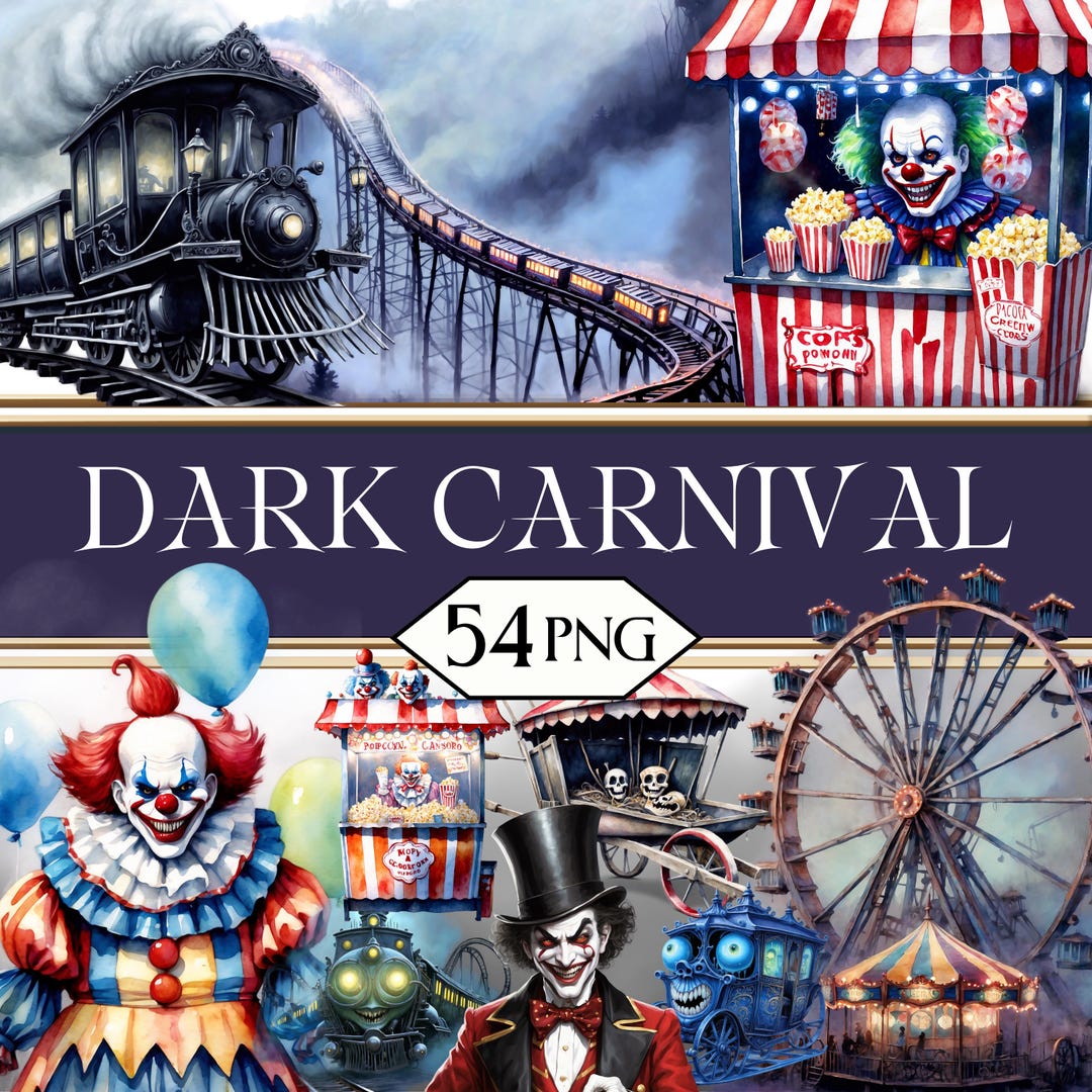 Dark Haunted Carnival PNG Clipart Bundle • Scary Circus Scrapbook ...