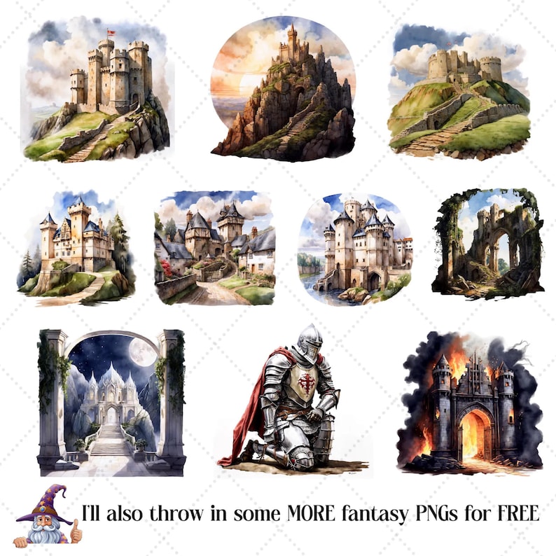 MEGA Medieval PNG Clipart Bundle • Castlecore Knights Fantasy Scrapbook ...