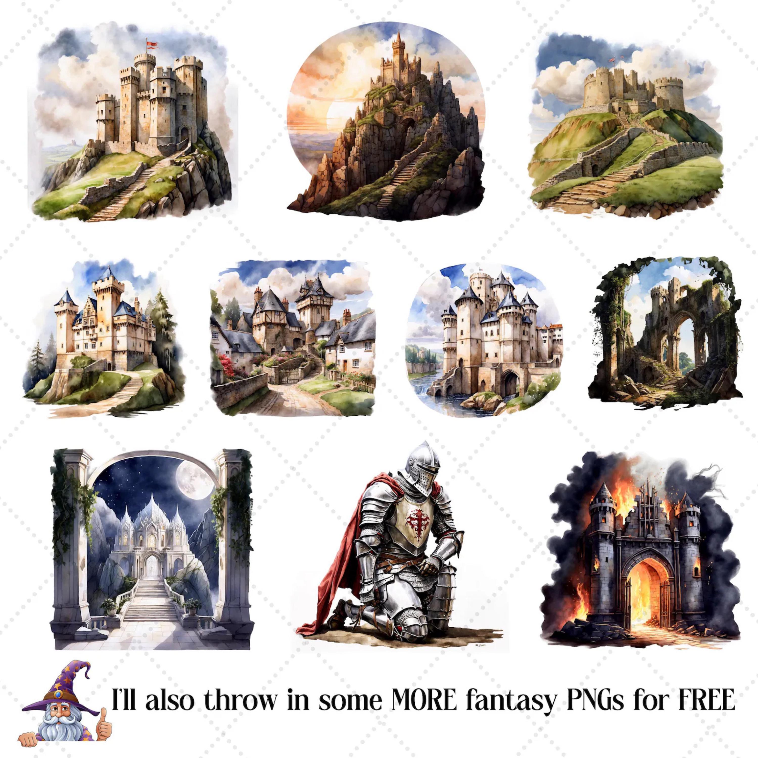 MEGA Medieval PNG Clipart Bundle • Castlecore Knights Fantasy Scrapbook ...