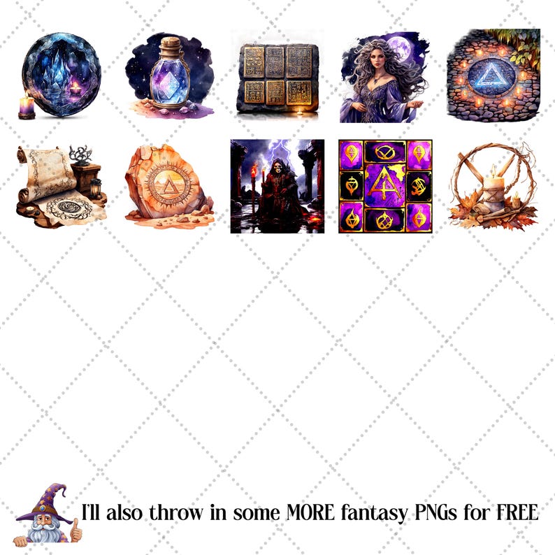 Magic Runes PNG Clipart Bundle • Spell Book Witchy Fantasy Scrapbook ...